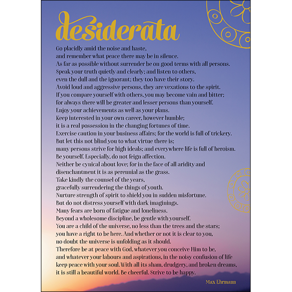 A044 - Desiderata - Spiritual Greeting Card – Affirmations Publishing ...
